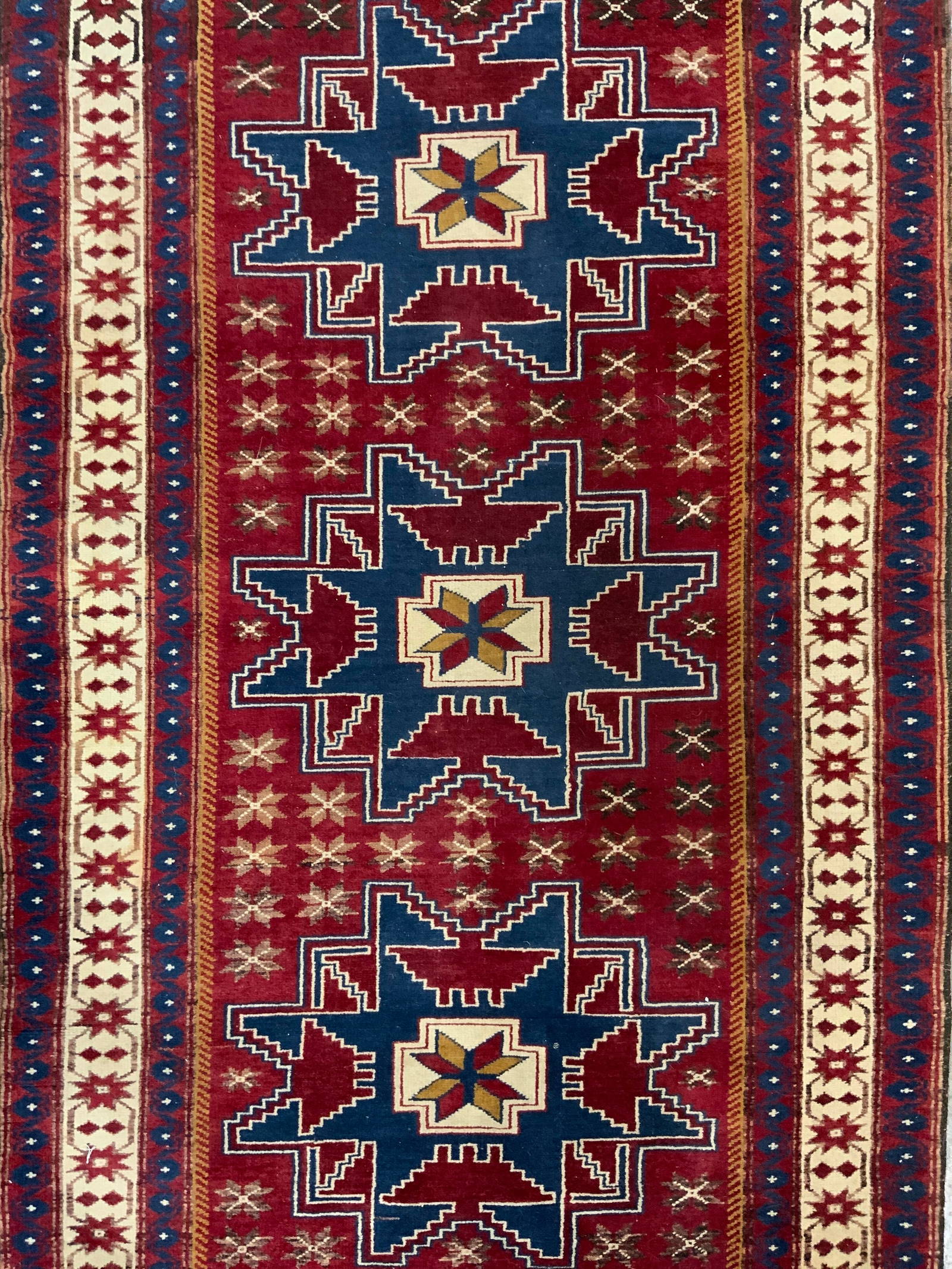 Vintage Handmade Wool Turkish Tribal Kazak Rug Auction