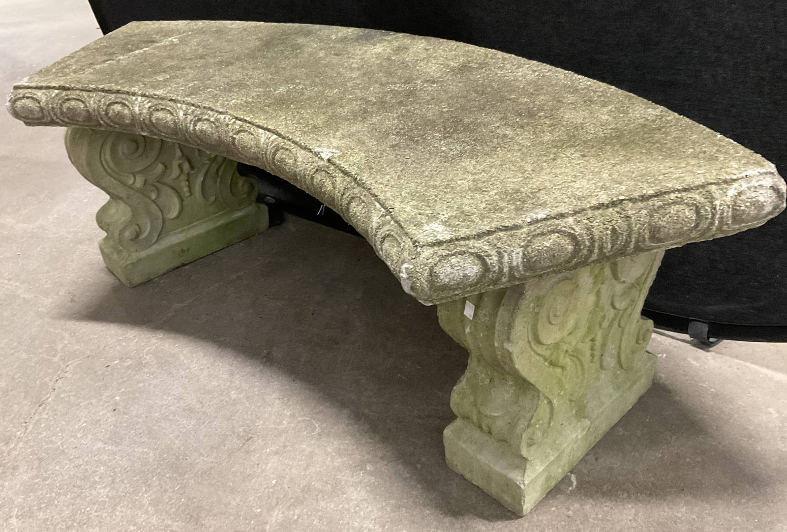 Vintage Curved Cast Stone Garden Bench Auction