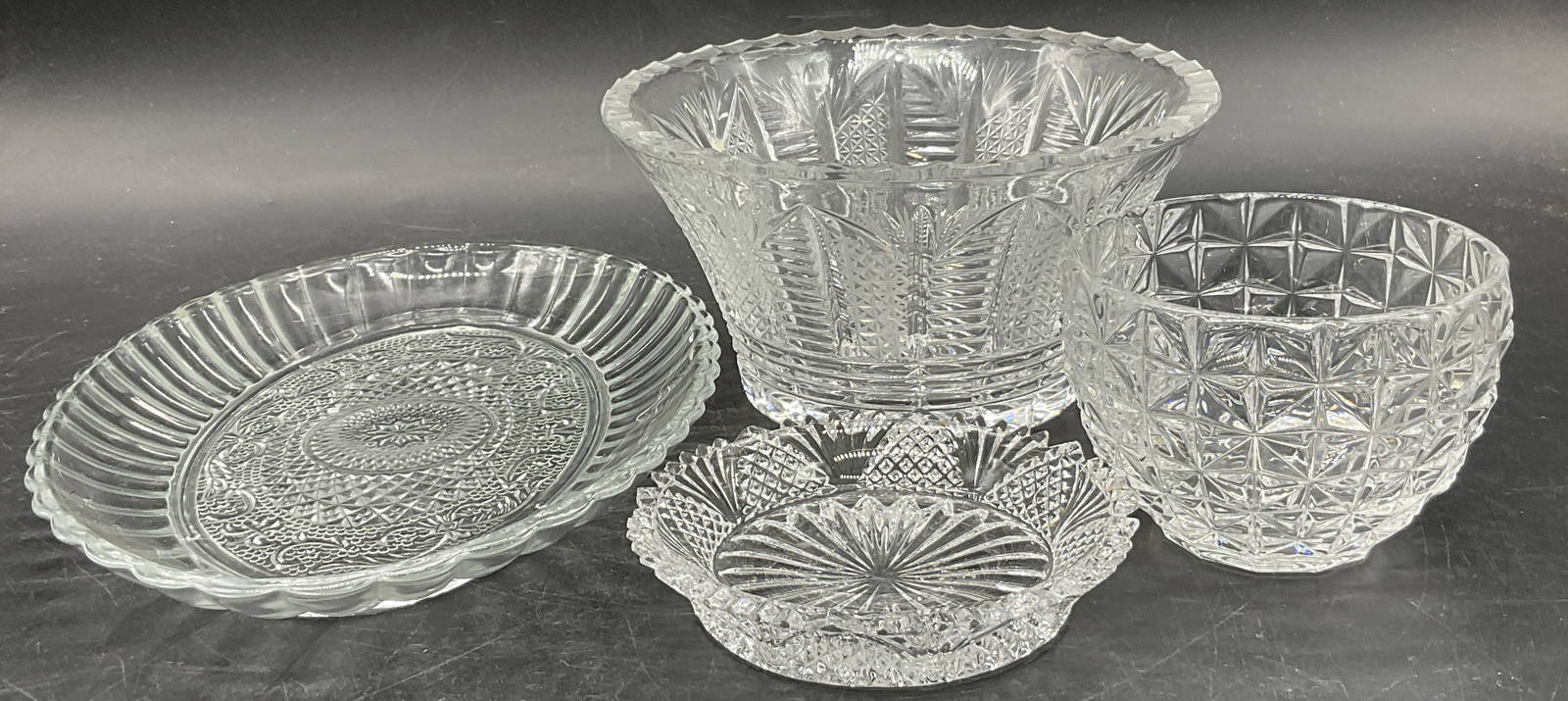 Lot 4 Vintage Cut Glass & Crystal Tableware Auction