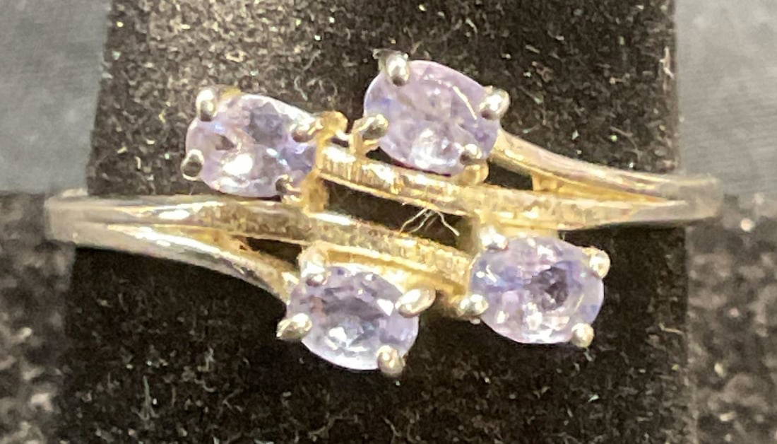 Sterling Silver Periwinkle Blue Gemstone Ring Auction