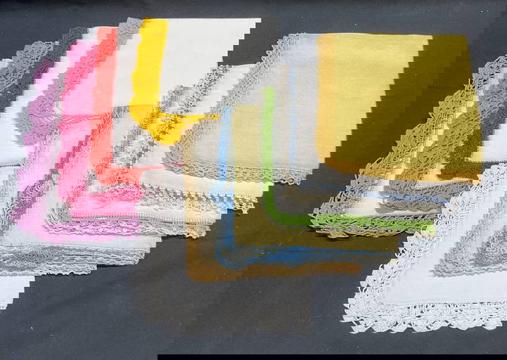 Group Vintage Assorted Colored Handkerchiefs