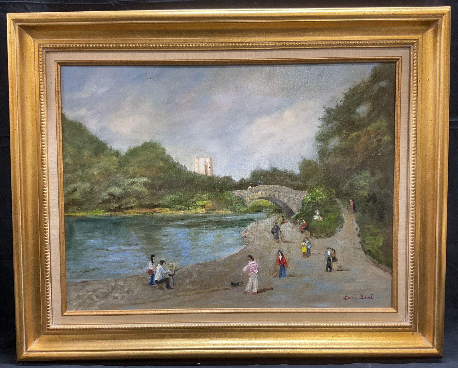 Doris Borst Central Park Scene Oil Painting Auction