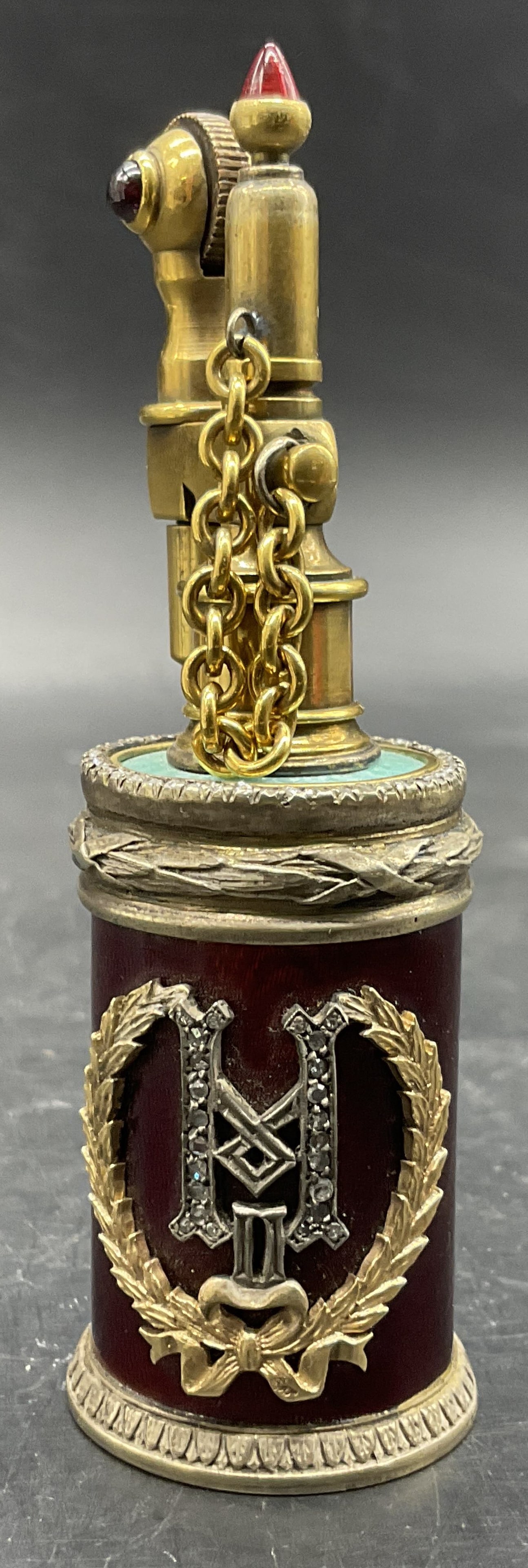 Faberge Sgn 916 Silver & Diamond Guilloche Lighter Auction