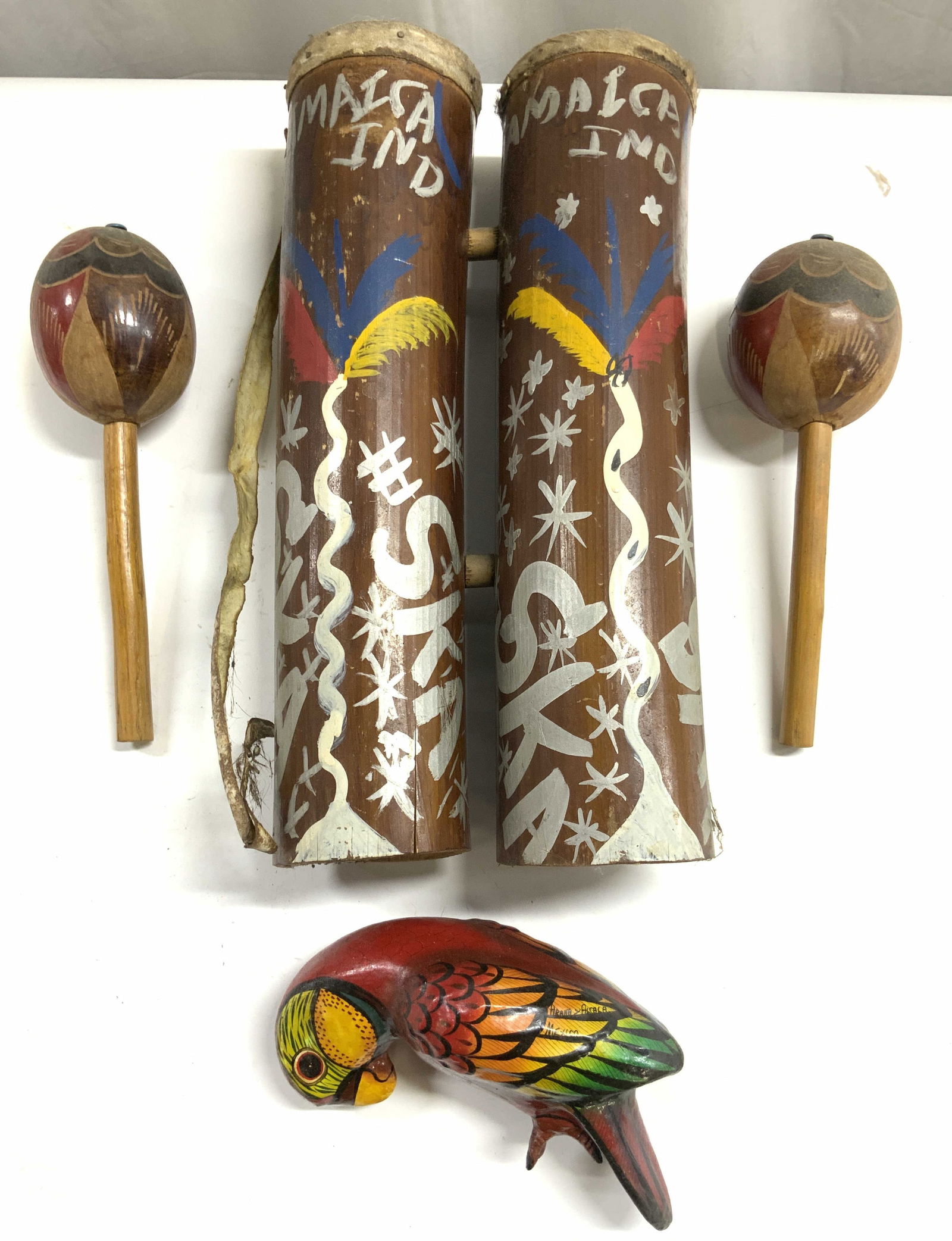 Lot 4 Wood Hand Drum Maracas & Parrot Figure - Jun 11, 2025 | The ...