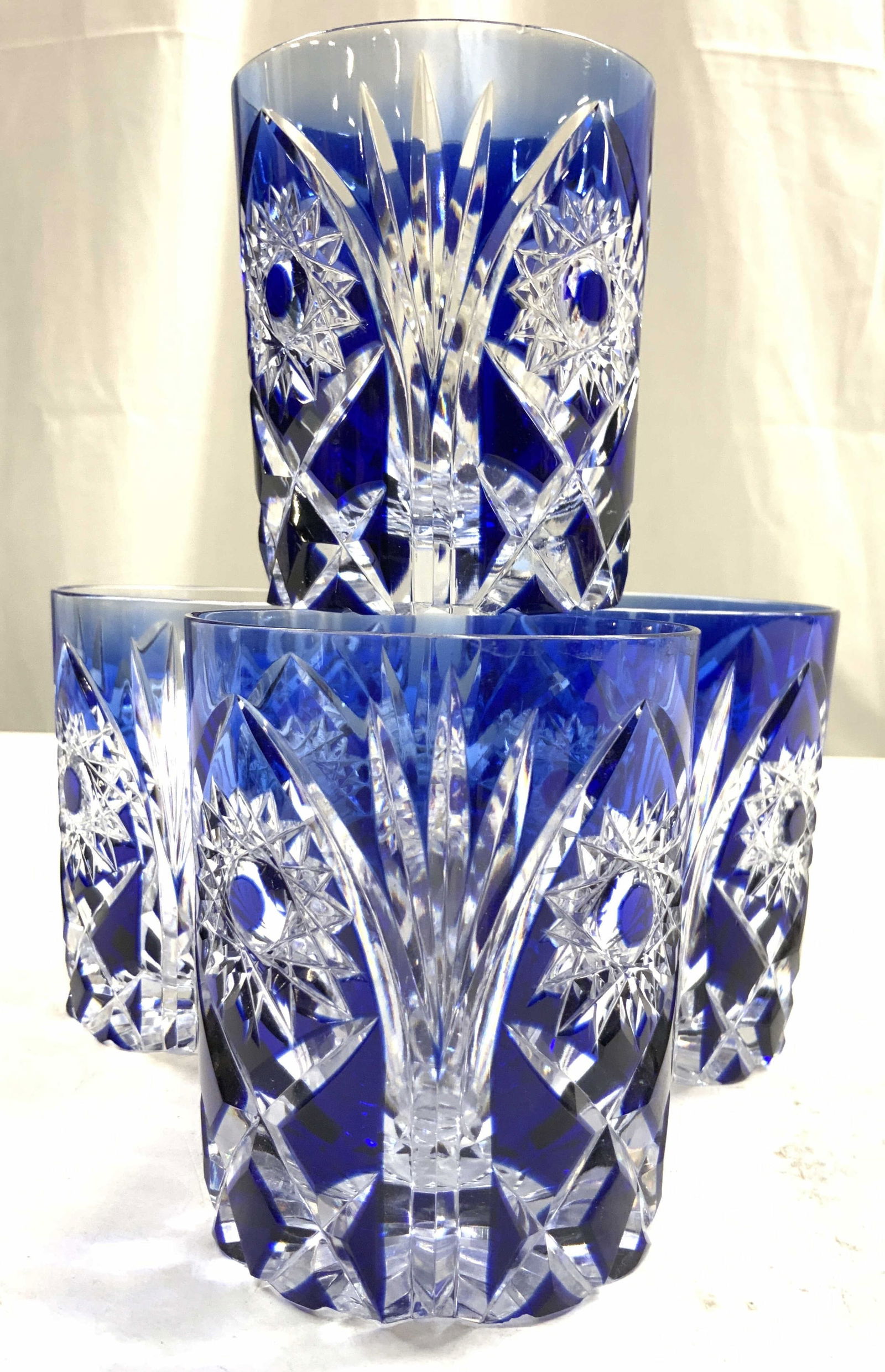 Set 4 Bohemian Glass Crystal Rock Glasses Auction
