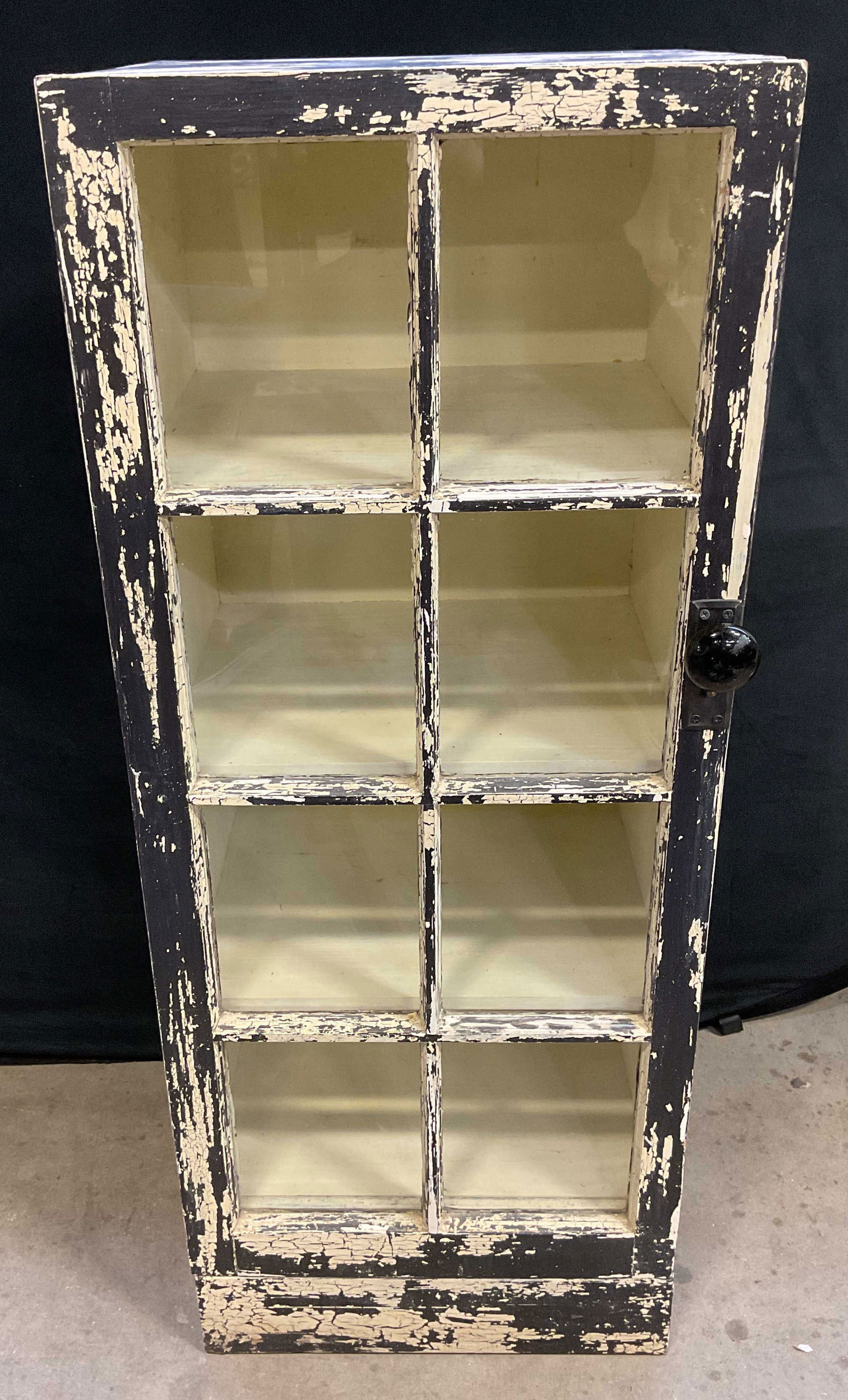 White Wood Rustic Glass Panel Curio Cabinet Auction