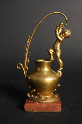 Antique French Gilded Bronze Vase By Louis Kley