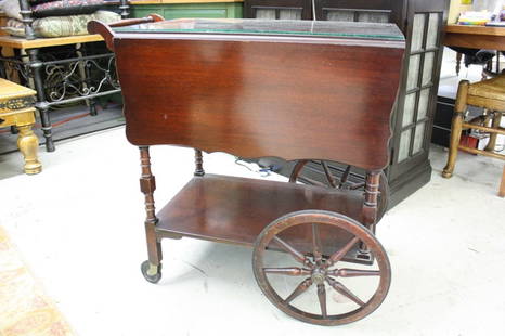 Mahogany Drop Leaf Tea Cart