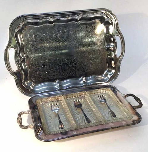 Vintage Silver Plate Condiments Server & Tray
