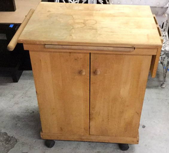 Vintage Butcher Block Kitchen Table On Casters Vintage