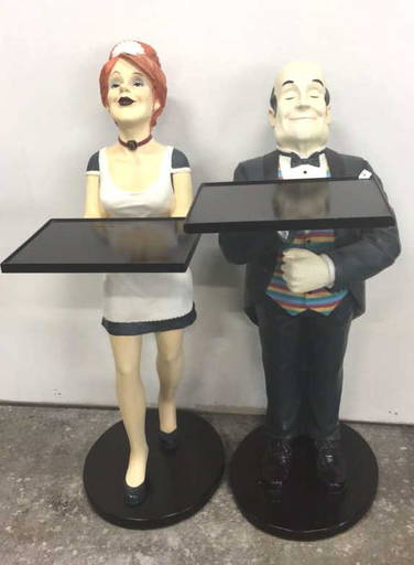 Maid & Butler Statues Set