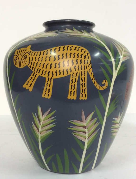 Hand Painted Jungle Animal Vase