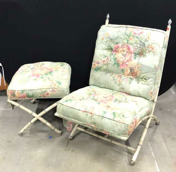 Vintage Bohemian Style Chair & Foot Stool