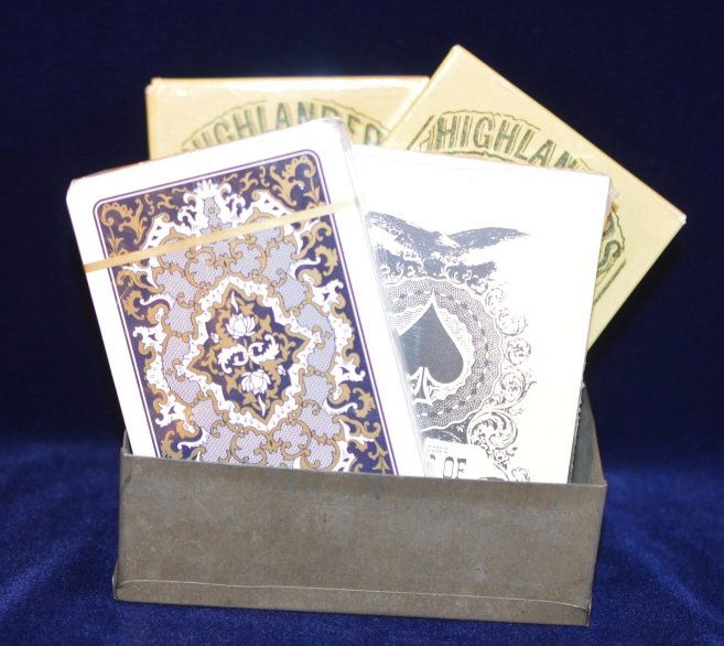Vintage Metal Card Case & 4 Deck Collection Cards