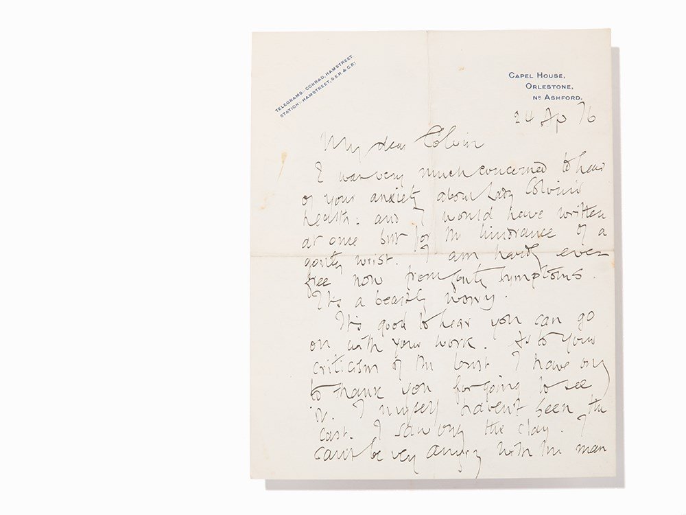 Joseph Conrad, Manuscript Letter To Sir Sidney Colvin,