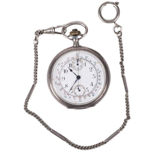 Silver Chronograph Pocket Watch "zenith"