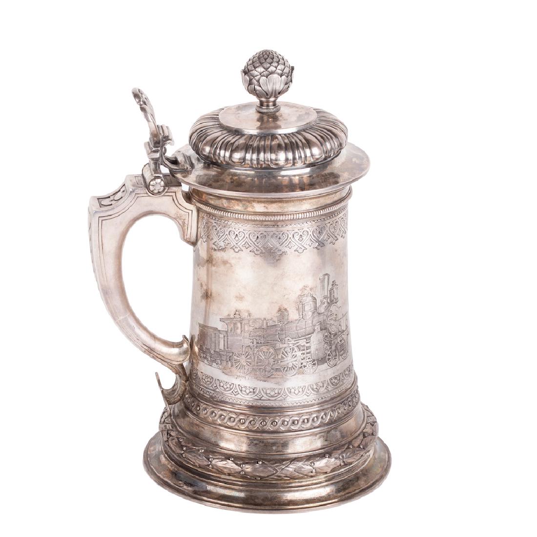 Faberge Silver Gilt Tankard With Engraved