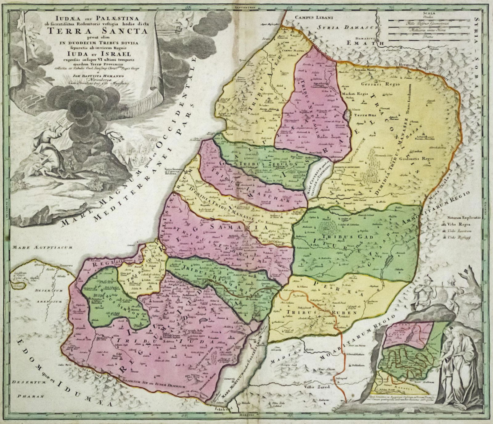 Terra Sancta Holy Land Map With The Borders Of The 12
