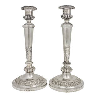 Pair Of Masonic Sterling Silver Candlesticks Birmingham 1960