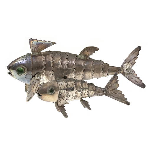 Two Sterling Silver Articulated Fish Figures.
