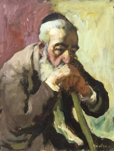 Ed Adler (1917 1984) Jewish Man, Oil On Canvas,