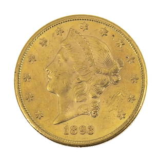 1893 S Liberty Twenty Dollar $20 Gold Double Eagle Coin Pendant
