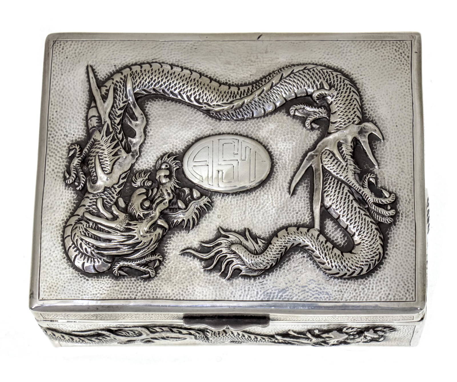 Chinese Export Silver Cigar / Cigarette Box, Hung Chong, Shanghai ...
