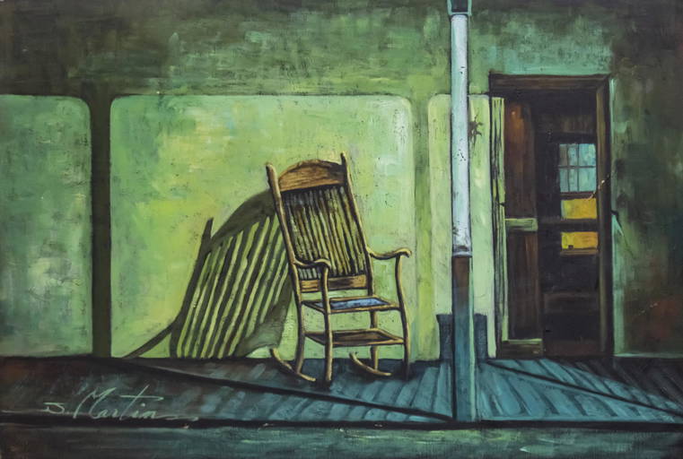 Unidentified Artist Martin Rocking Chair, Oil On Canvas.