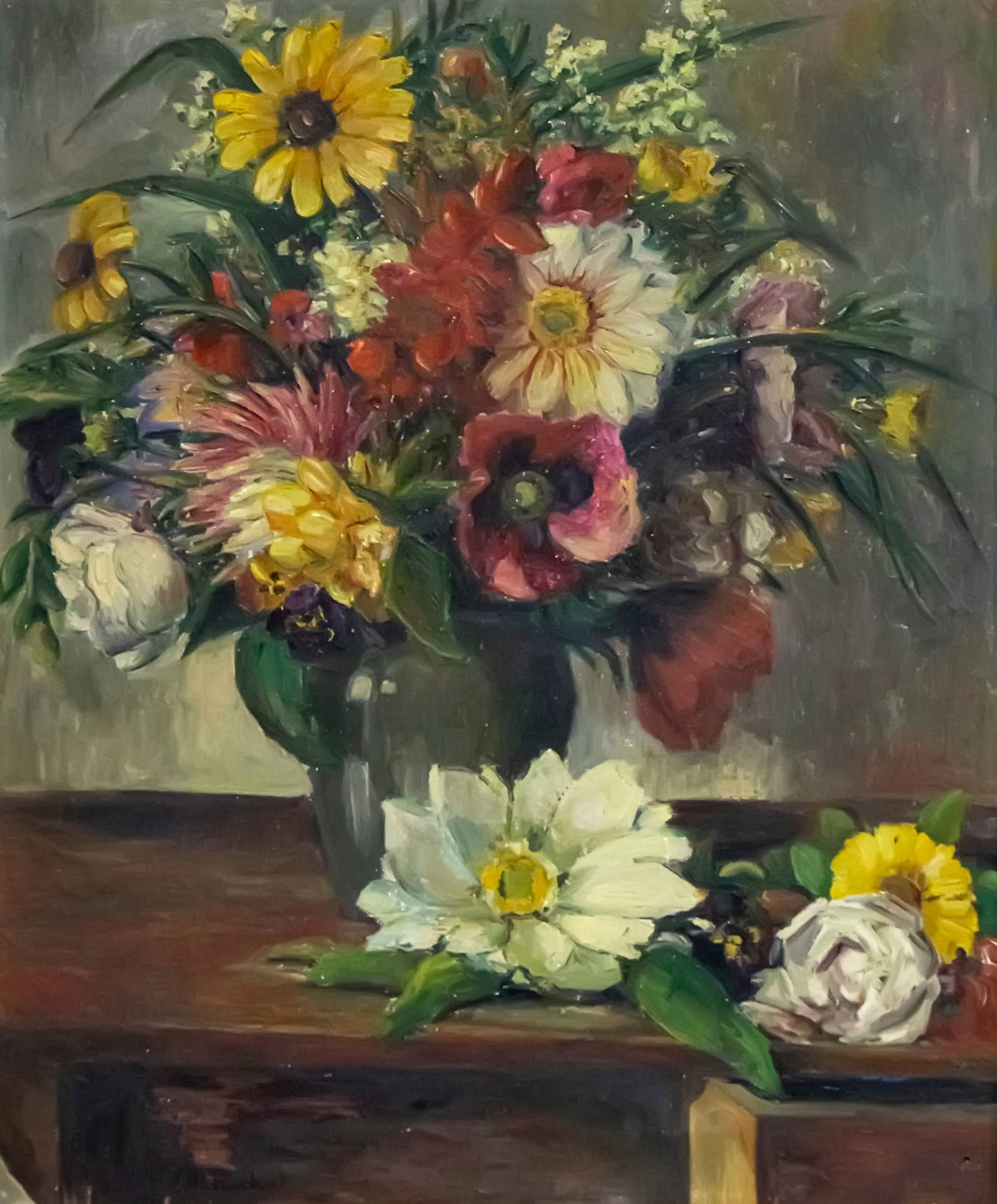 Tell Rochat (swiss, 1898-1939) - Flowers, Oil On Canvas. Auction