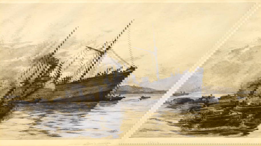 Edward Slocombe (british, 1850 1915) Ships, Etching.