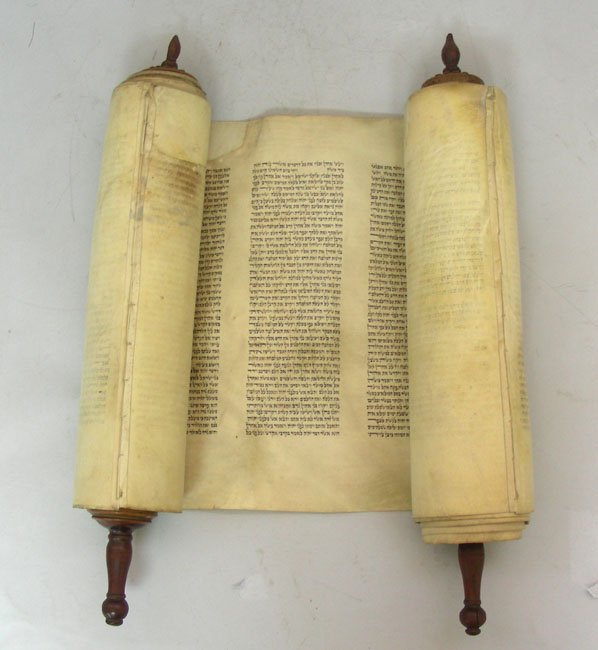 Complete Antique Miniature Torah Scroll On Parchment.