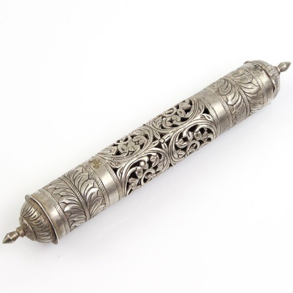Silver Esther Scroll Megillah Case, Italy, 19th Century