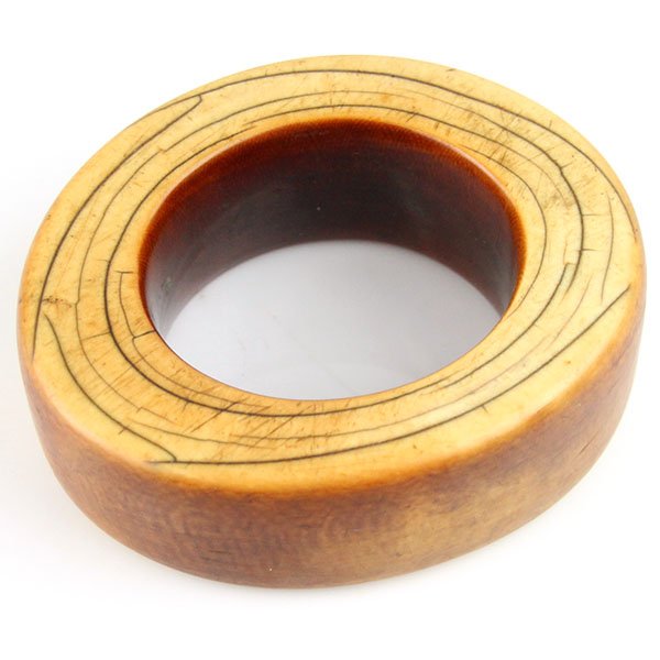 Antique African Ivory Wide Bangle Bracelet