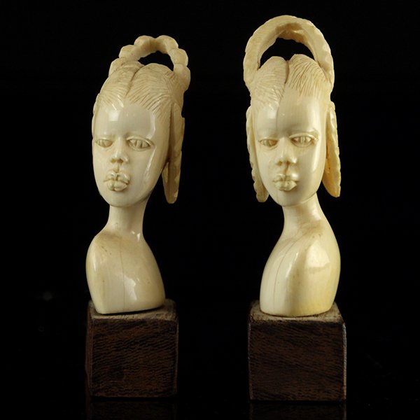 Two Carved African Ivory Bust of Young Women - Jul 13, 2015 | Pasarel ...