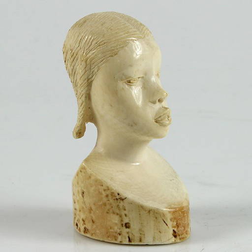 African Ivory Carved Bust Figure Of A Woman