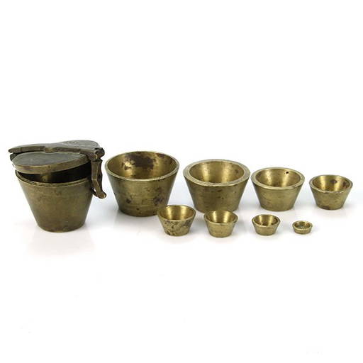 Antique Brass Set Of Nested Weights, 19th Century.