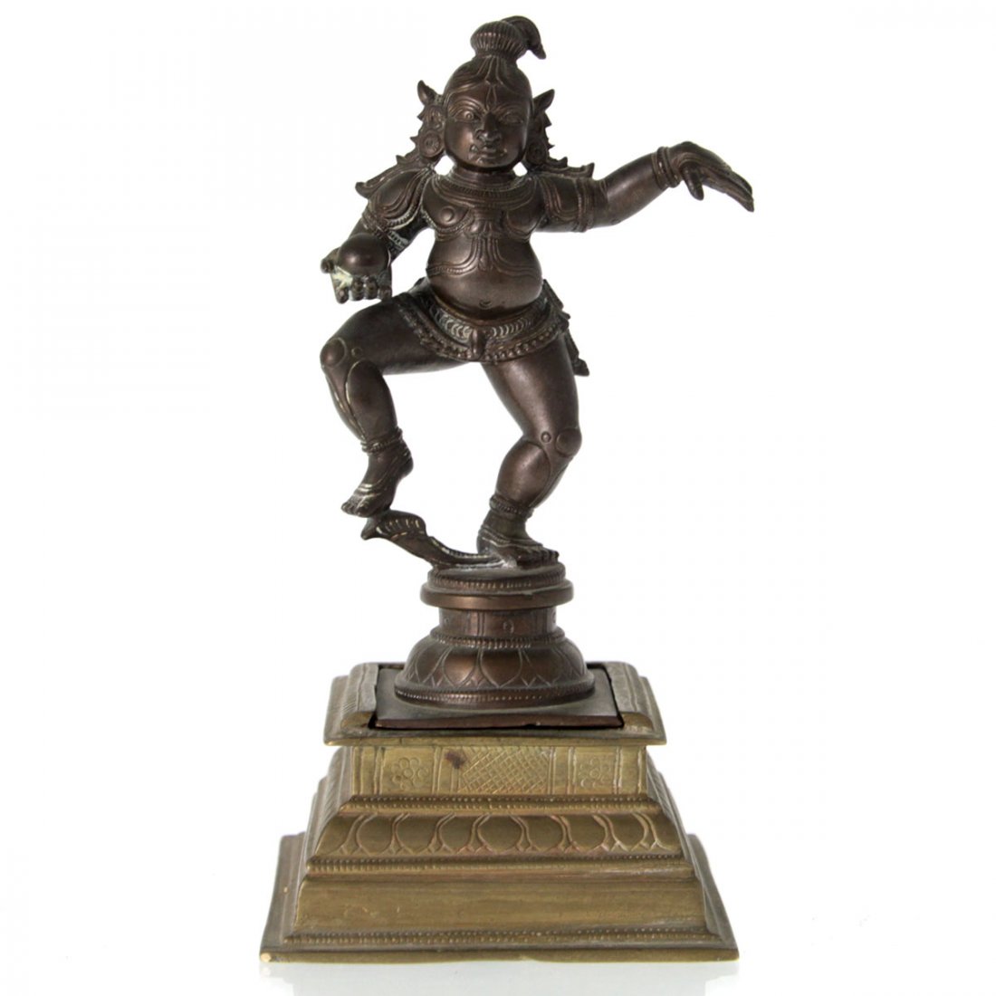 Antique Bronze Dancing Krishna Figure Sculpture.