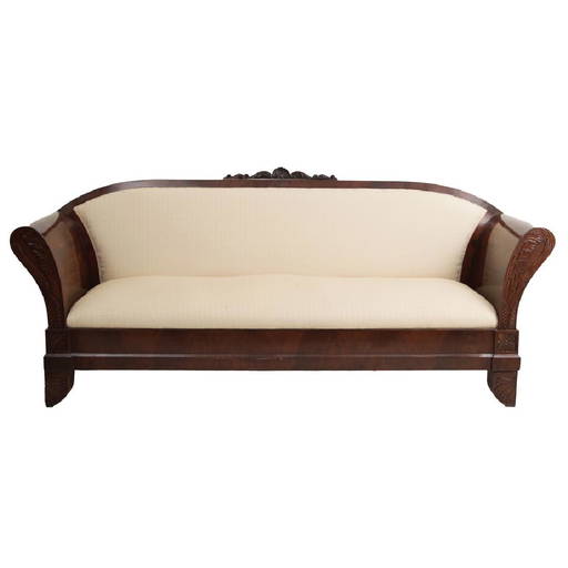 Divano Impero In Piuma Di Mogano. Sicilia Xix Secolo