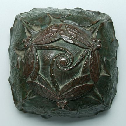 165: Tiffany bronze dragonfly desk set: