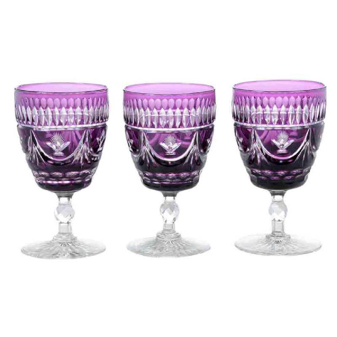 16 Amethyst Cut To Clear Goblets