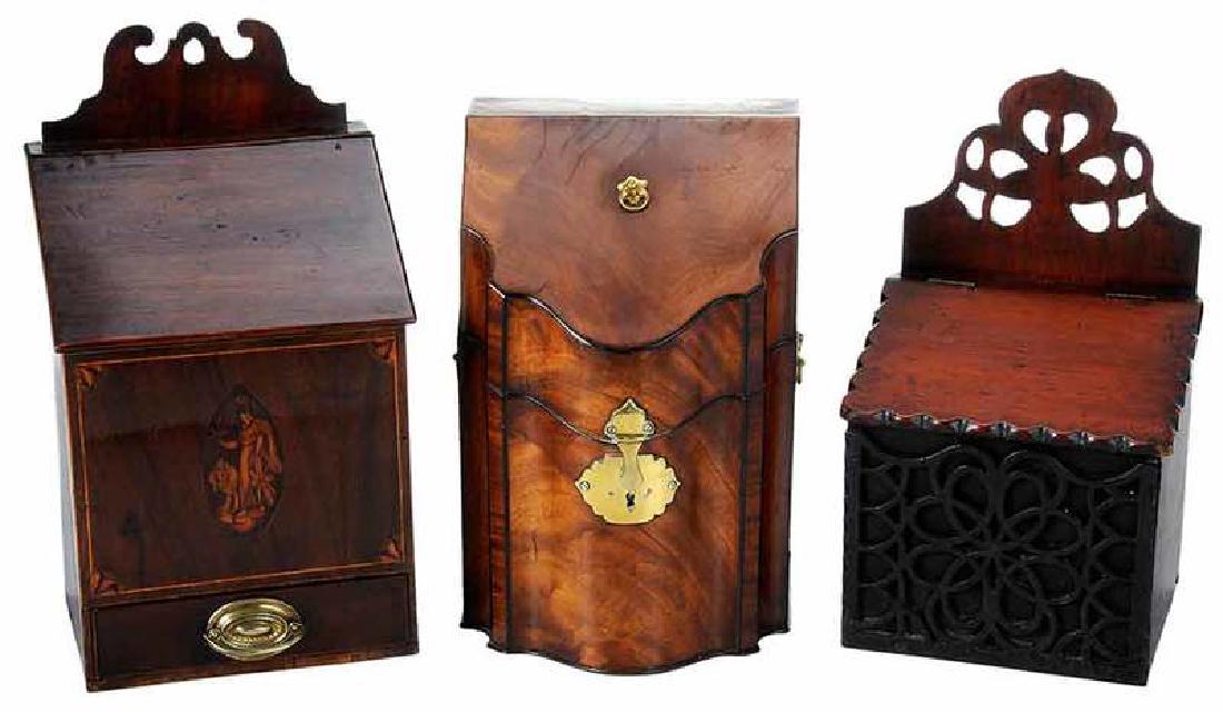 Three Georgian Slant Lid Boxes