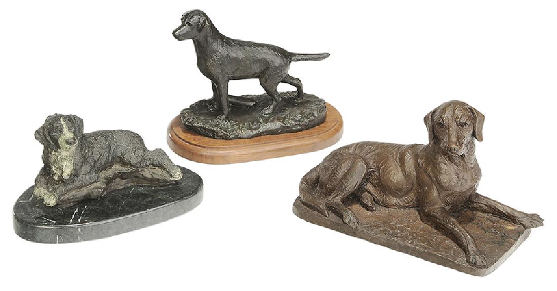 Three Dog Sculptures