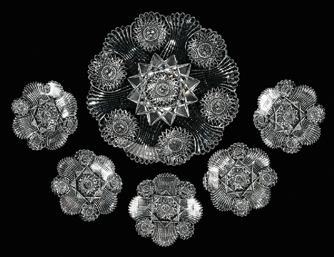 J. Hoare Brilliant Period Cut Glass Tray, Plates