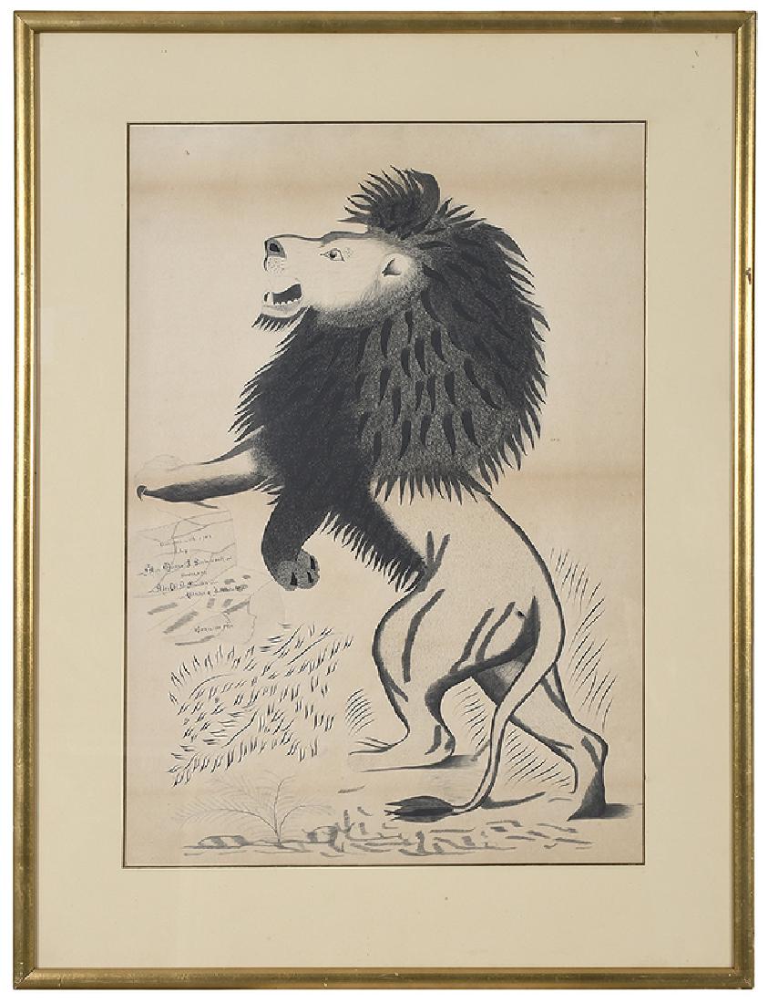 Calligraphy Drawing of a Standing Lion