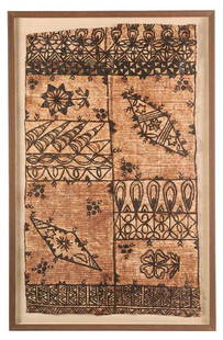 Framed Hawaiian Tapa Cloth