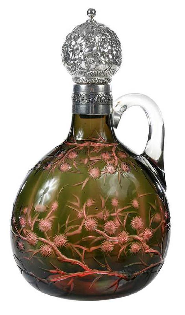 Rare Stevens and Williams Two Color Whiskey Jug