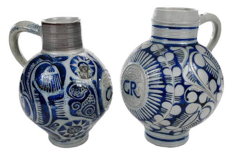 Two Westerwald Stoneware "gr" Jugs