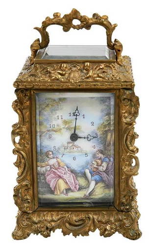 Louis Xv Style Carriage Clock With Enamel Panels