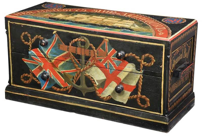 British Maritime Paint Decorated Sea Chest - Mar 27, 2020 | Brunk ...