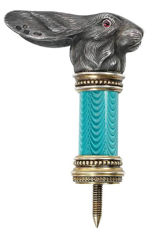 Faberge Style Silver and Enamel Rabbit Cane Top - Mar 28, 2020 | Brunk ...
